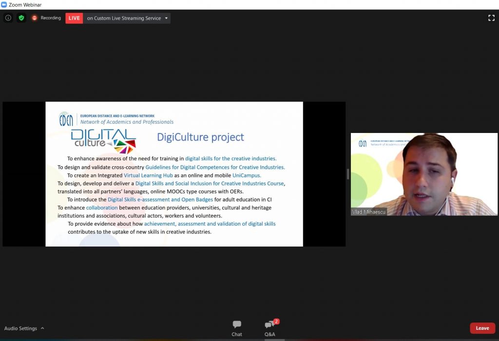 DigiCulture project at the EDEN NAP webinar: Designing Online Courses: A Practical Approach ...